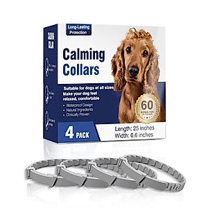 Calming Collar for Dogs 4 Packs,Dog Calming Collar,Pheromone Collar for Dogs,Relief Anxiety Stress Separation,Lasts 60 Days,25 Inches Size Flexible Adjustable, for All Small Medium and Large Dog