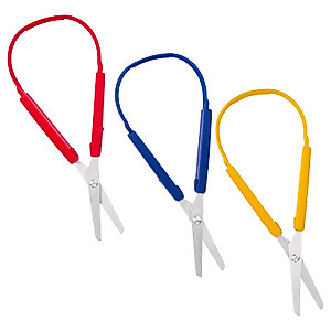 3PCS Scissors Adaptive Toddler Scissors Handle Self-Opening Scissors Cutting Grip Scissor Set Craft Easy-Open Squeeze Handle For Kids Children Adults Schools Special Needs