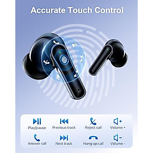 YAQ Wireless Earbuds Bluetooth Headphones, 40H Playtime Stereo IPX5 Waterproof Ear Buds, LED Power Display Cordless in-Ear Earphones with Microphone for iOS Android Cell Phone Sports