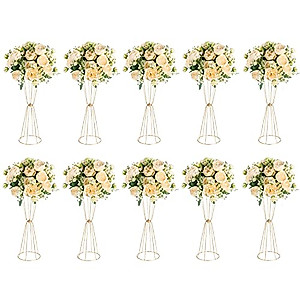 10 Pcs Tall Metal Trumpet Vase 23.6"/60cm Wedding Table Floral Center Decor Metal, Artificial Flower Display Stand for Wedding Christmas Carnival Party Dinner Event Hotel Home Decor Arrangement