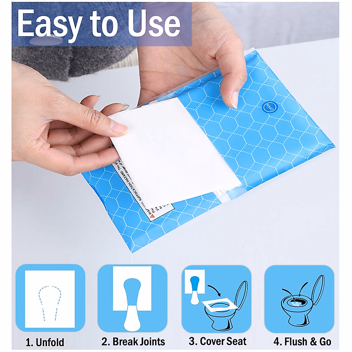 Toilet Seat Covers Paper Flushable (100 Pack | 100 Sheets) - Flushable Paper Toilet Seat Covers for Adults and Kids Potty Training - Travel Accessories for Public Restrooms, Airplane, Camping