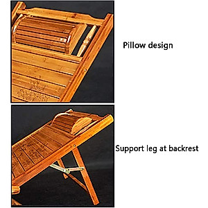 Lounge Chair, Patio Lounge Chairs Bamboo s,Durable Adjustable Deck Chairs,Wooden Outdoor s with Footrests and Mattresses,for Garden Courtyard Balcony (Color : B)