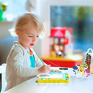 Lollipop Baby Shark Magnetic Drawing Board with Stylus and 3 Stamps, for Boys or Girls (Blue)…