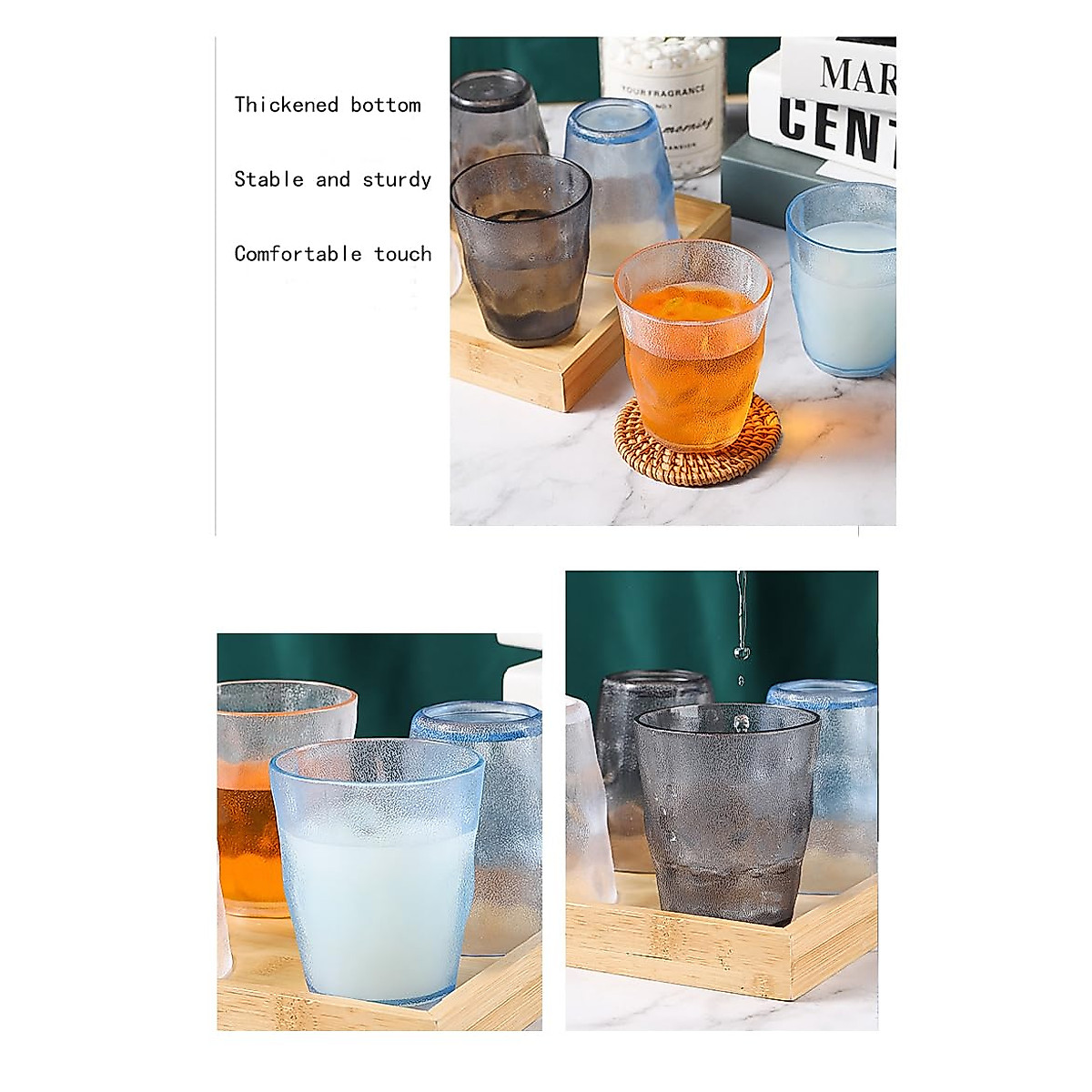 czmylzytt Set of 8 Acrylic Drinking Cups, 8 Oz Reusable Plastic Drinking Glasses, Juice Cups for Hot and Cold Drinks, BPA-Free, Drinking Cups Suitable for Party, Kitchen (Cups-Grey)