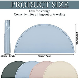 4 Packs Silicone Placemats for Baby Non Slip Placemats for Kids Toddlers Food Table Mats Portable Toddlers Placemats for Dining Table, 4 Colors(Gray, Apricot, Blue, Pink)