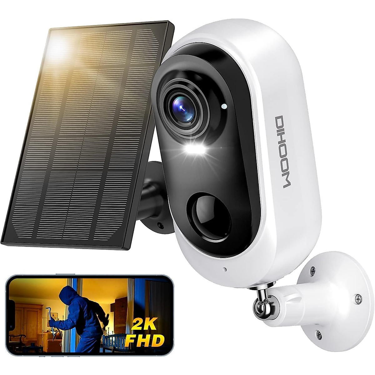 DIHOOM 2K/3MP Solar Camera Surveillance Exterieur for Home Security