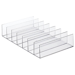 mDesign Plastic Divided Clutch Organizer for Closets, Bedrooms, Dressers - Closet Shelf Storage Solution for Purses, Wallets, Bill Folds, and Accessories - 7 Sections - Lumiere Collection - Clear