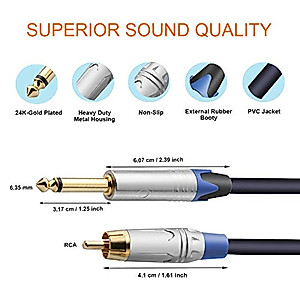tisino RCA to 1/4 Cable, Dual RCA to Dual 1/4 inch TS Stereo Audio Interconnect Cable Patch Cords - 3.3 feet