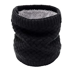 Aiphamy Winter Fleece Lined Knitted Neck Warmer Scarf Neck Gaiter for Women Mens Teens (1, Black)