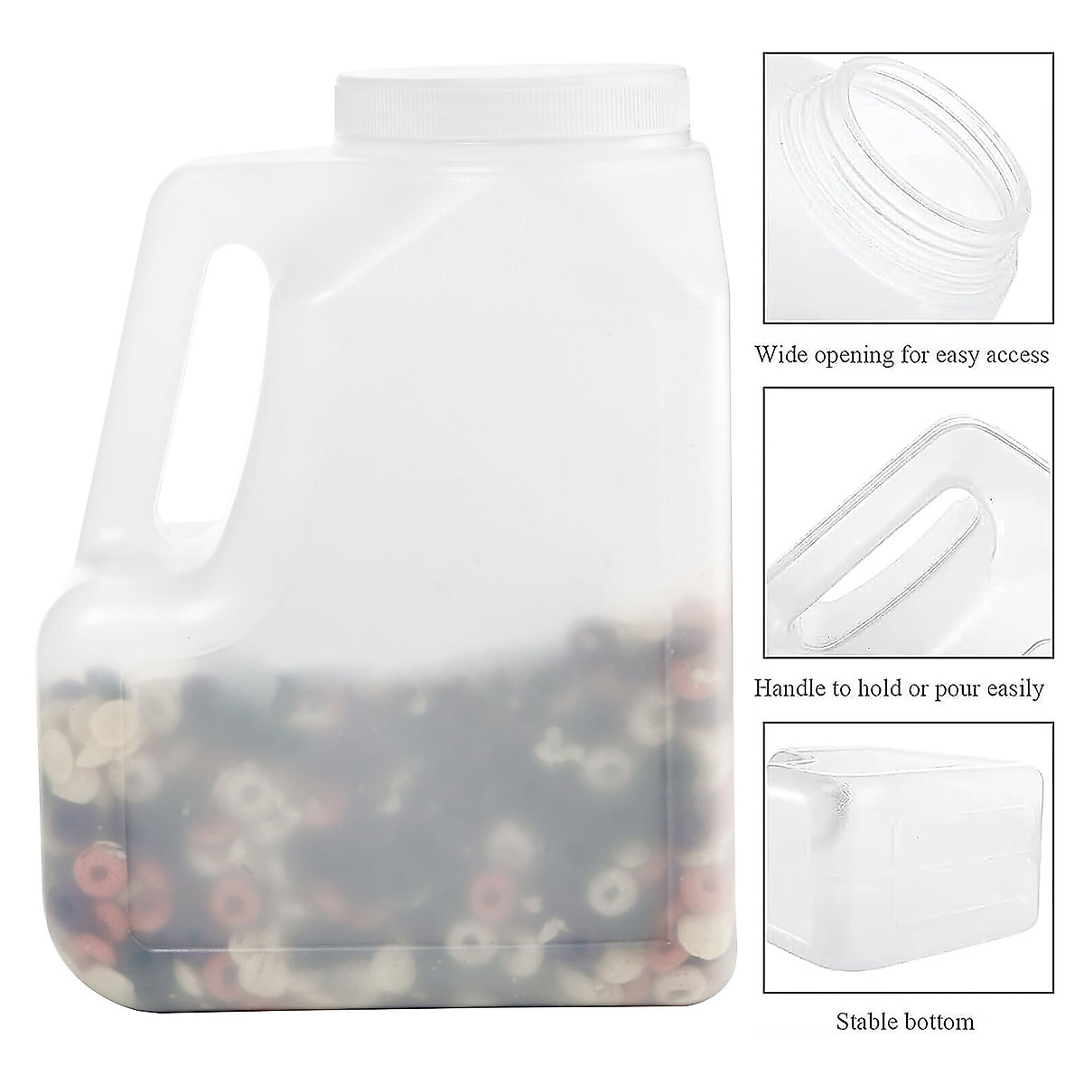 Yesland 2 Pcs White Plastic Gallon Jar with Handle and Airtight Lid - Square Empty Storage Containers and Jugs - 1.25 Gallon Wide Mouth Bottles for Craft Supplies, Paint, Detergent Storage, Liquids