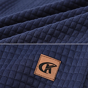 Satankud Mens Pullover Hoodie Long Sleeve Hooded Sweatshirt Casual Hoodies Square Pattern (Navy, M)