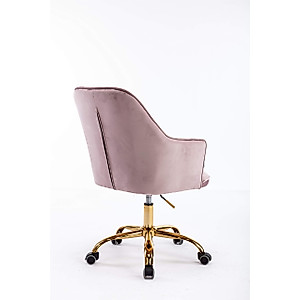 FATFISH Velvet Swivel Shell Chair for Living Room, Office, Modern Leisure Arm Chair in Pink