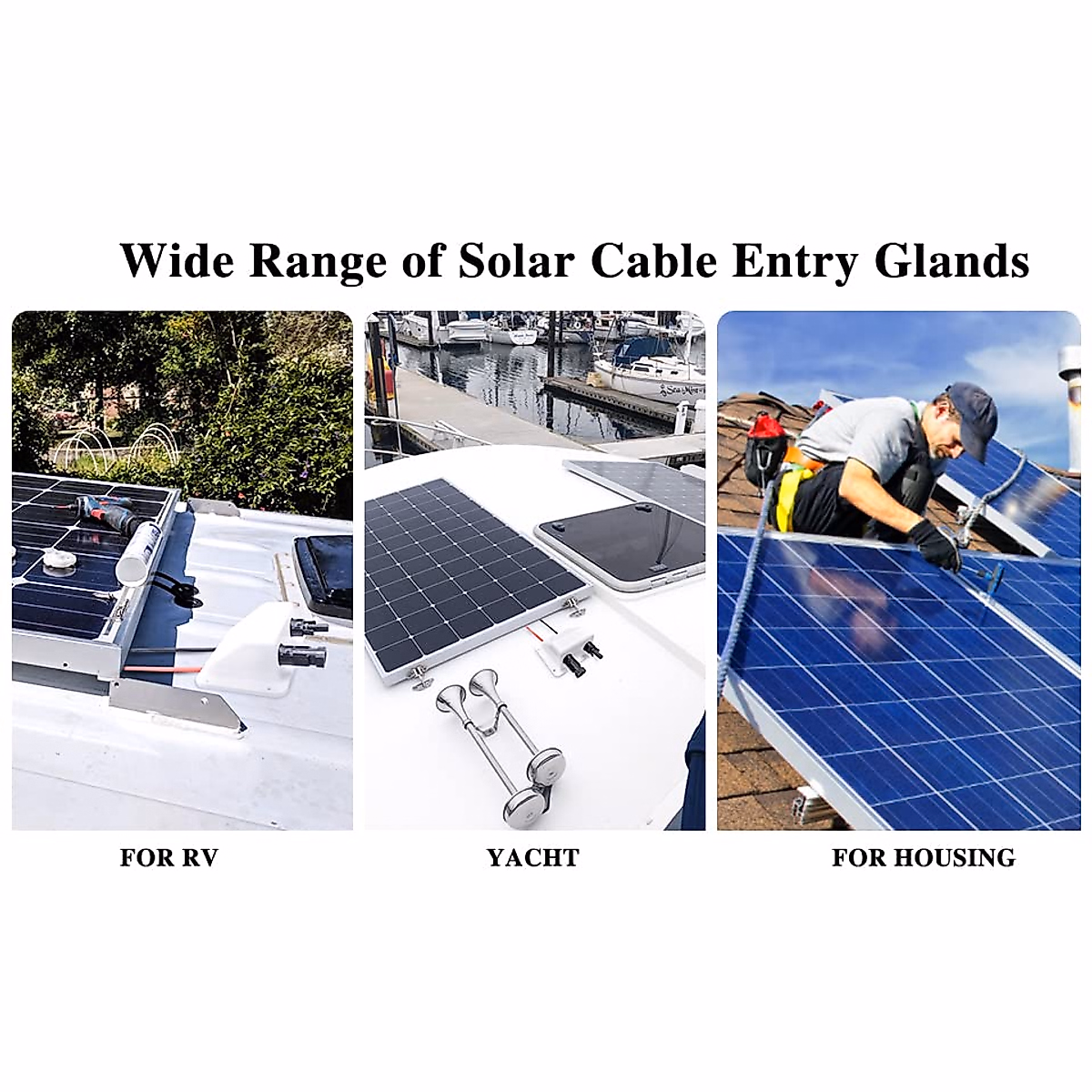 Slocable Weatherproof ABS Double Cable Entry Gland with 10Ft 10AWG Soft Copper Cable,UV Resistance Dual Cable Entry Housing for Solar Project on Rv, Boat,Camper,Van (with 10ft 10awg Cable)