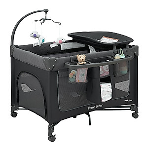 Portable Crib for Baby, Portable Baby Playpen with Detachable Bassinet and Changing Table