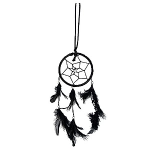 FIKIMOS Dream Catchers Wall Decor, Handmade Feather Bedroom Home Car Decor Nursery Room Hanging Decoration (3" Black Ring)