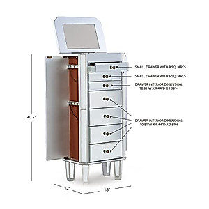 Powell Jewelry Armoire Wood, Silver Mirrored