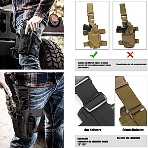 Left Handed Leg Holsters for Pistols, Drop Leg Holster Thigh Gun Holster for Men, Airsoft Pistol Holster Adjustable Tactical Leg Harness for Large Medium Pistols