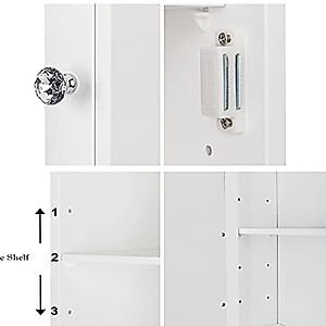 Road Ahead -Wall Mounted Wall Cabinet,One-Mirror Door Wall Cabinet, Medicine Cupboard, Bathroom Wall Cabinet, Over The Toilet Space Saver, Medicine Cabinet Adjustable Shelves, Cupboard (White)