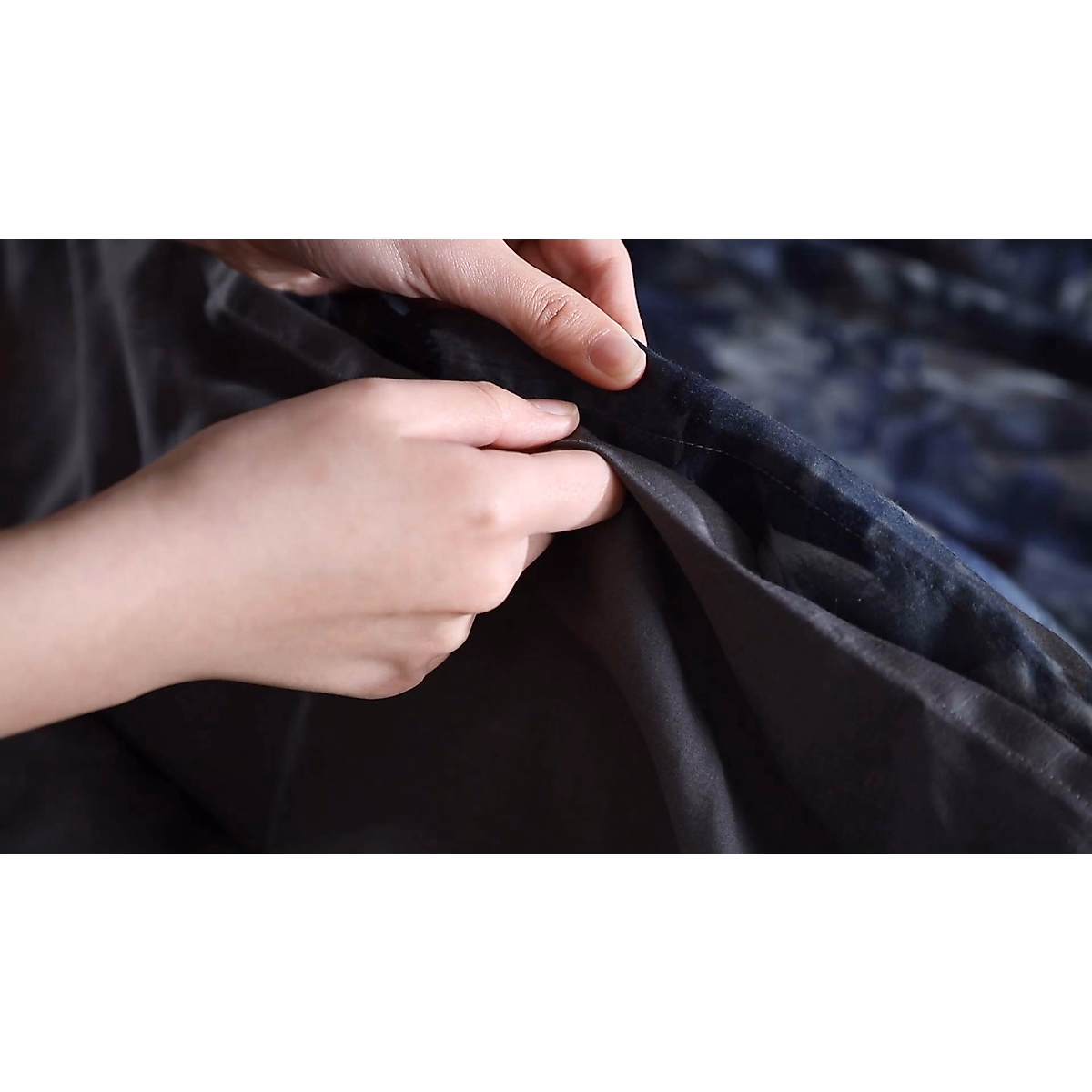 Brielle Camila Floral Printed/Charcoal Reverse 100% Cotton Duvet Cover Set, Blue/Charcoal, Full/Queen