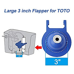 Toilet Flapper Compatible with TOTO Flapper Model THU140S, Replaces 3-Inch Flappers Long Lasting Rubber Seal Water Saving- Including Stainless Steel Chain and Hook, Easy to Install(Pack of 1, Blue)