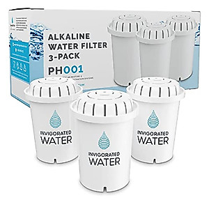 PH001 - White Alkaline Water Filter – Replacement Water Filter By Invigorated Water – Water Filter Cartridge - For Invigorated Living Pitcher, 300 Gallon Capacity (3 pack)