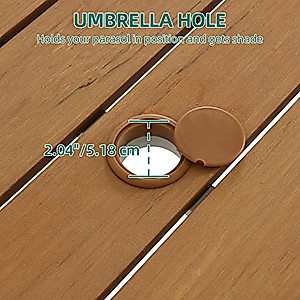 YITAHOME Patio Dining Table and Bench with Faux Wood Tabletop, Outdoor Dining Set for 4-6 People, All-Weather Picnic Conversation Set for Garden Backyard Poolside - White & Walnut