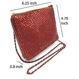 Small Crossbody Clutch Evening Bags for Women Vintage Mesh Purse Bag for Cocktail Party Prom Wedding Banquet Copper