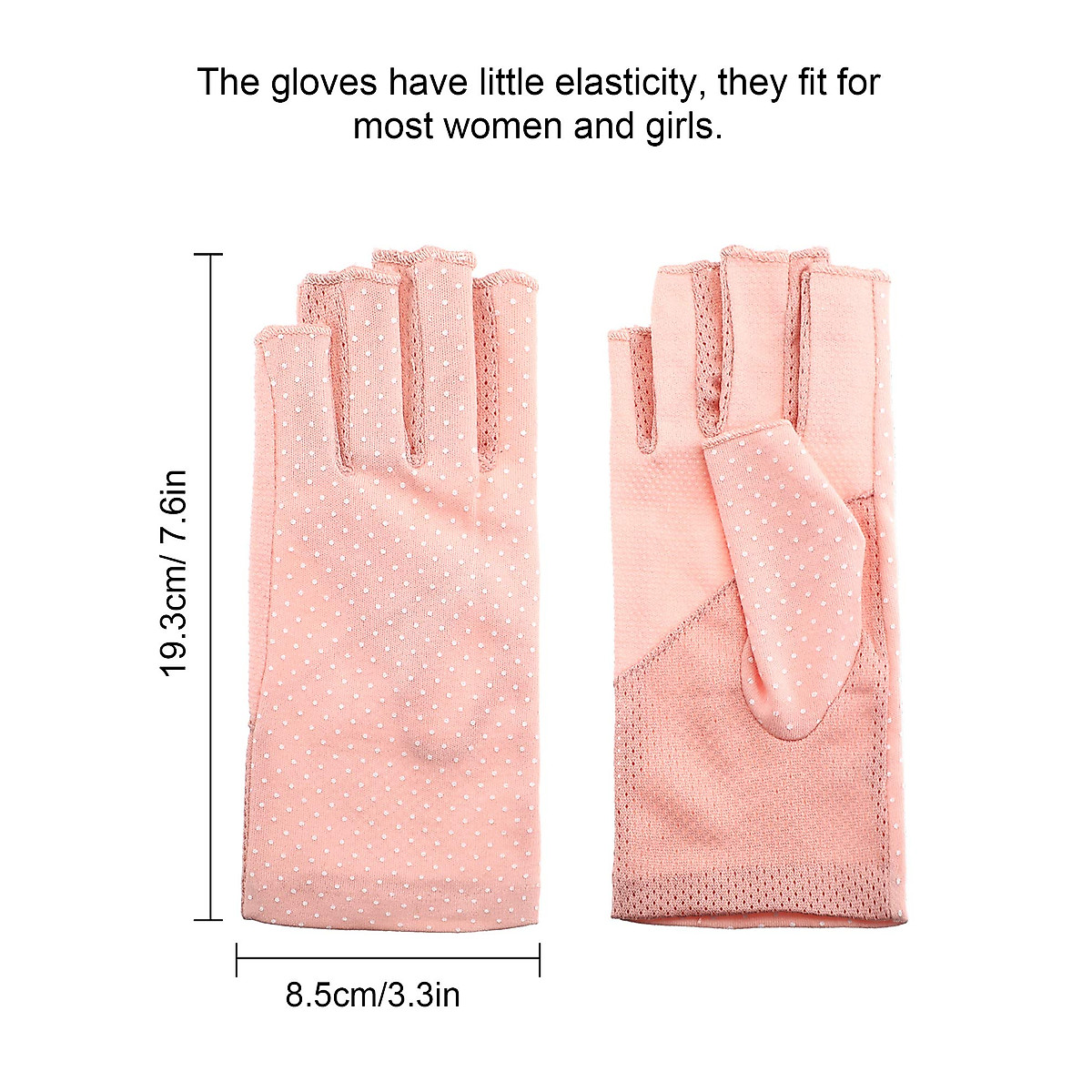 Maxdot Fingerless Gloves Non Slip UV Protection Driving Gloves Summer Outdoor Gloves for Women and Girls (Pink and Khaki,2 Pairs)