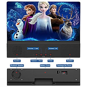 12" Phone Screen Magnifier with Bluetooth Speakers - 3D HD Magnifying Projector Screen Enlarger for Movies, Videos, Games - Foldable Cell Phone Stand with Screen Amplifier - Supports All Smartphones
