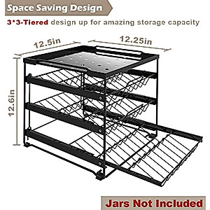 Artibear Upgraded Pull Out Spice Rack Organizer for Cabinet Storage Upto 54 Jars, 3-Tier Seasoning Shelf Holder for Kitchen Pantry Countertop, Matte Black (Bottles Not Included)