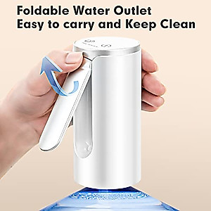Desktop Water Jug Dispenser with Removable Base, Water Dispenser for 5 Gallon Bottle, Portable Electric Folding Countertop Water Bottle Pump with USB Charging for Camping Picnic Home Office