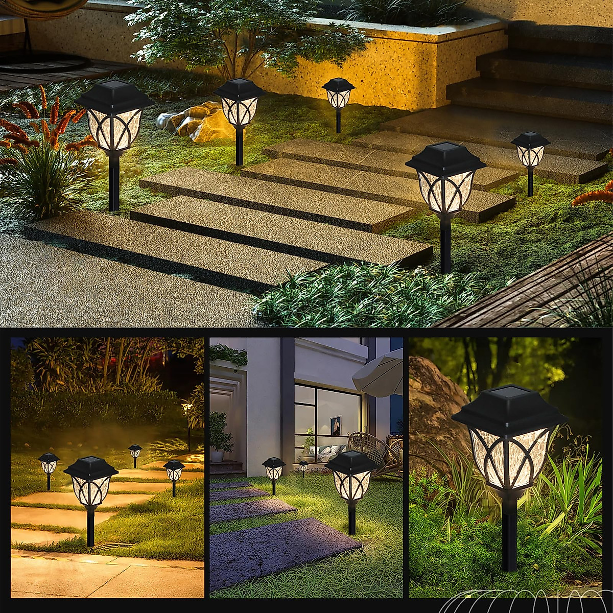 CYANPEX Solar Outdoor Lights, 6 Pack Solar Pathway Lights, LED Decorative Solar Lights Outside Waterproof, Yard, Landscape, Pathways, Walkways and Driveways