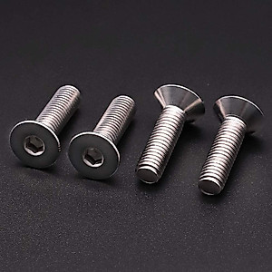 #10-24 x 3/4 inch Flat Head Socket Cap Screws 50 PCS, Countersunk Head, Allen Hex Drive, 304 Stainless Steel 18-8, Full Machine Thread, Bright Finish