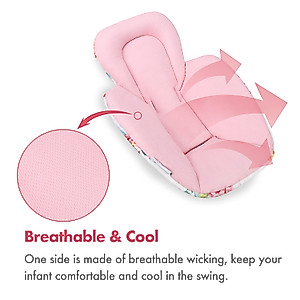 Minne Baby Infant Insert - Compatible with 4Moms RockaRoo and MamaRoo - Breathable Cool Mesh Fabric - Plush Soft Newborn Insert with Head and Body Support