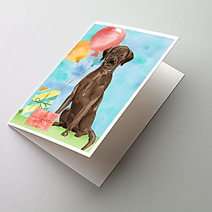 Caroline's Treasures CK3234GCA7P Happy Birthday Chocolate Labrador Retriever Greeting Cards and Envelopes Pack of 8 Blank Cards with Envelopes Whimsical A7 Size 5x7 Blank Note Cards
