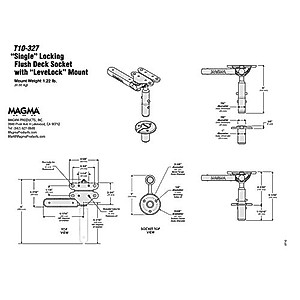 MAGMA Products T10-327, Mount, Flush Deck Socket w/Adjustable Levelock, Locking, (SD) Grill / (SM) Table, One Size