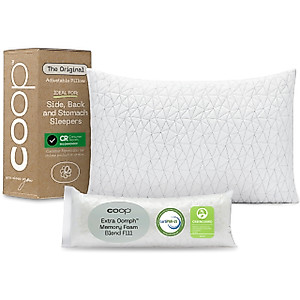 Coop Home Goods Original Loft Pillow Queen Size Bed Pillows for Sleeping - Adjustable Cross Cut Memory Foam Pillows - Medium Firm Back, Stomach and Side Sleeper Pillow - CertiPUR-US/GREENGUARD Gold