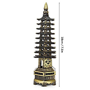 Tower Statue Tower Model Metal Alloy Pagoda Zen Garden Miniature Feng Shui Decoration for Office Home Desktop Ornaments Collectible Figurines