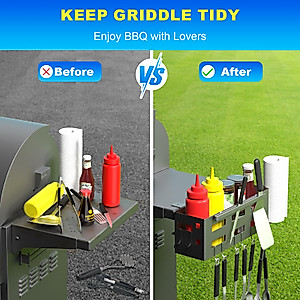 Hostaque Griddle Caddy for Blackstone 28'/36' Griddles, Space Saving BBQ Grill Accessories Storage Box, Outdoor Grill Tool Organizer with Tool Holder & Paper Towel Holder, Stainless Steel