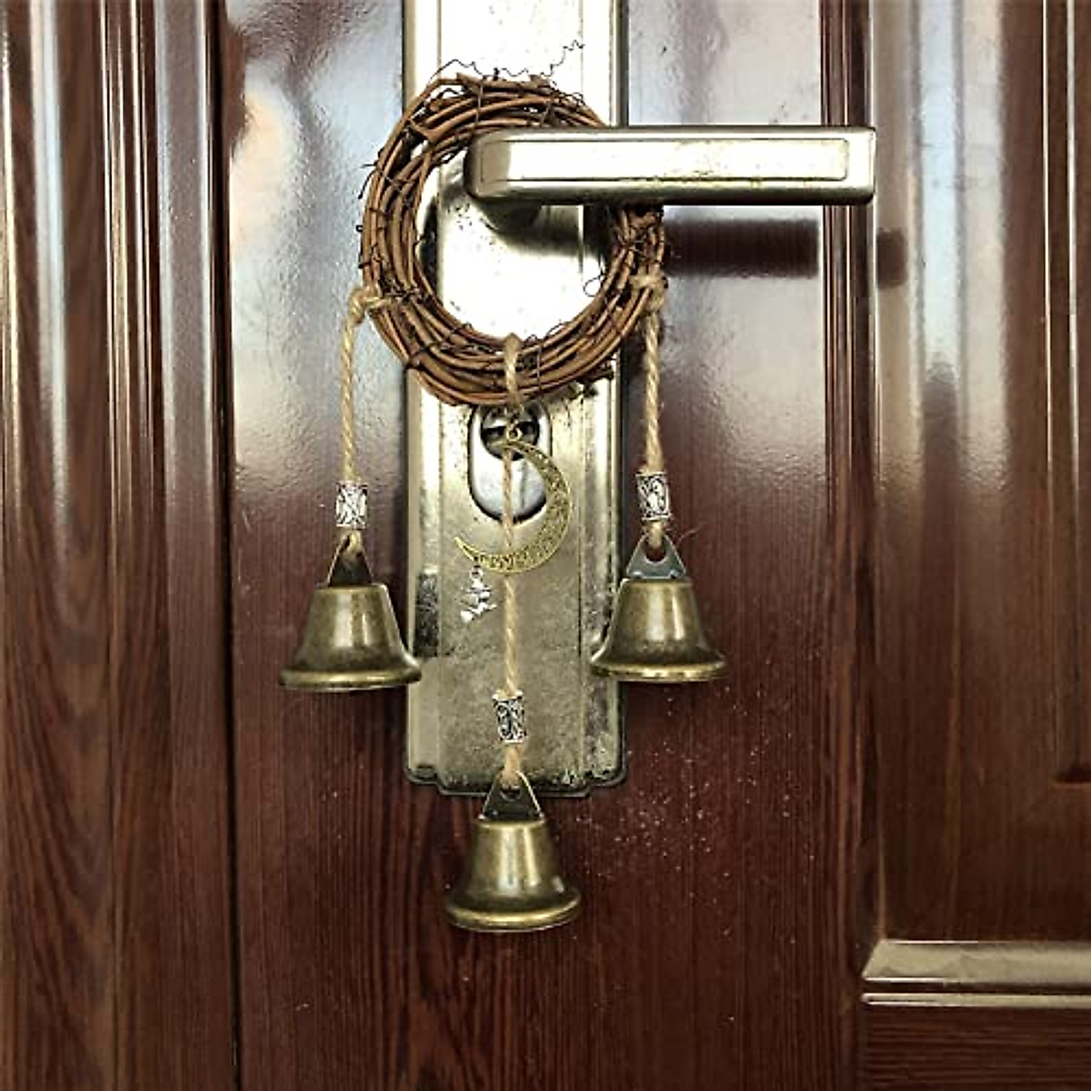 Witch Bells Witchcraft Decor Gifts Magic Pagan Wall Home Room Door Knob Decorative Protection Kitchen Witches Runes Wiccan Altar Supplies (Hemp Rope 3 Bells)