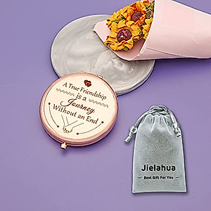 Friendship Gifts for Sister for Best Friends Rose Gold Compact Mirror Birthday Gifts for BFF Bestie Graduation Gifts for Soul Sister True Friendship Gifts for Women Girl