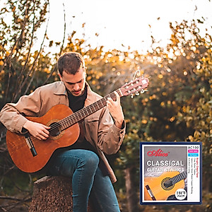 Classical Guitar Strings, Alice 2 Set Classic Guitar 6 Strings Clear Nylon Normal Tension 28-43 Gauge with Anti-Rust Coating, Silver Plated Wrap (AC130)