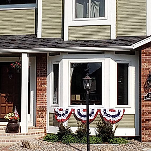 Hypoth US Bunting Flag 2x4 FT Outdoor- Embroidered Stars USA American Pleated Fan Flags Canvas Header with 3 Brass Grommets Easy to Rising