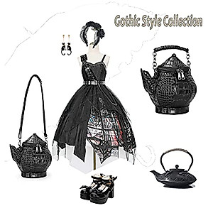 Gothic Purse, Teapot Shaped Crossbody Handbag Novelty Witchy Gift Top-handle Funky Tote Women's Shoulder Bags