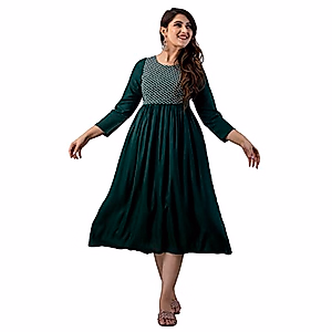 JG Flared Gown for women Indian Tunic Long Dresses Anarkali gown kurtas for women party wear(XXL,Green)