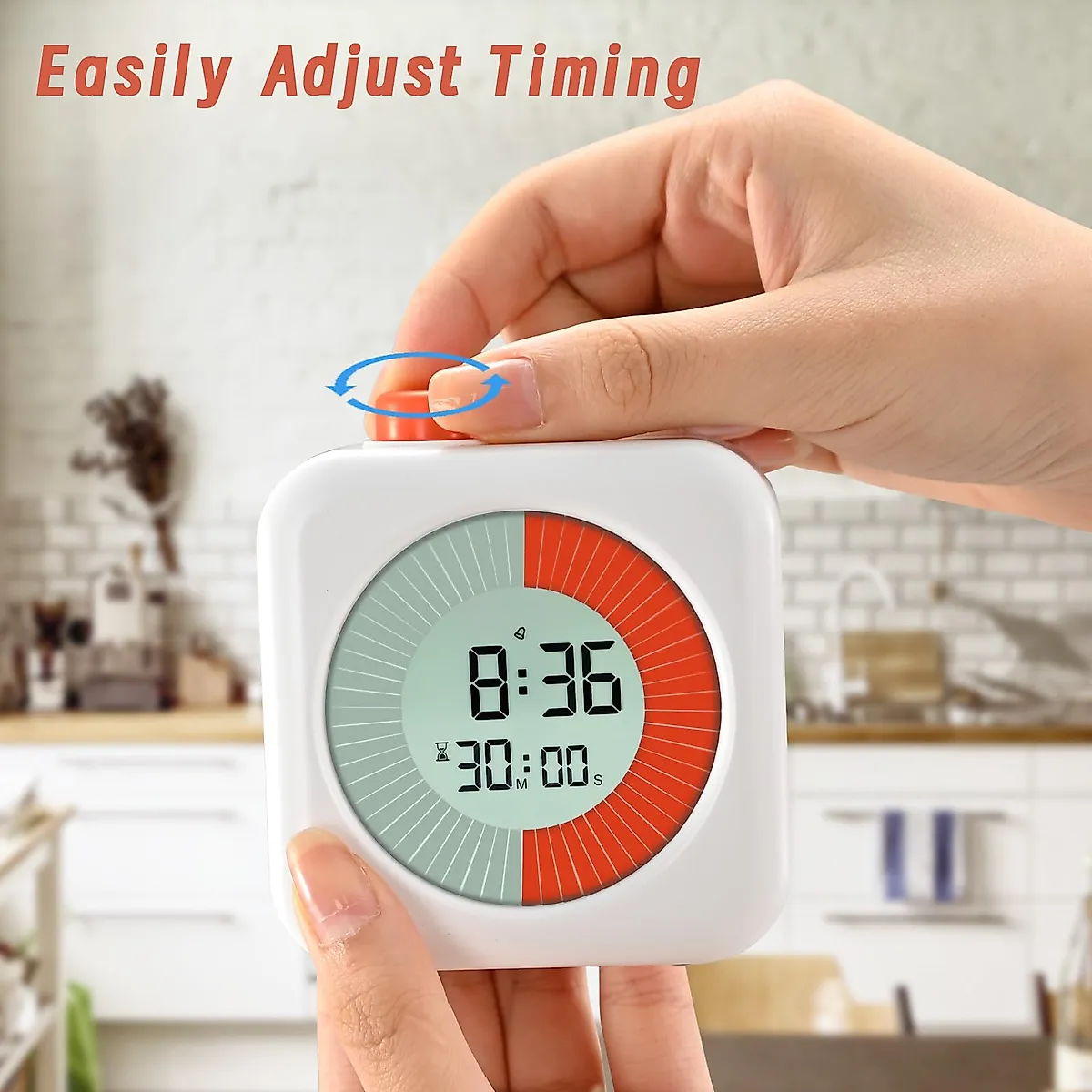 EooCoo Digital Visual Timer, 60-Minute Countdown Timer for Kids and Adults, Time Management Tool, Timer Clock Alarm 3 in 1, for Home Kitchen Office, Back to School Supplies