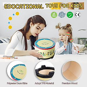 Floor Tom Drum 8 inch Gathering Club Carnival Colorful Percussion Instrument with 2 Mallets Music Drum for Child Special Christmas Birthday Gift (8 inch)