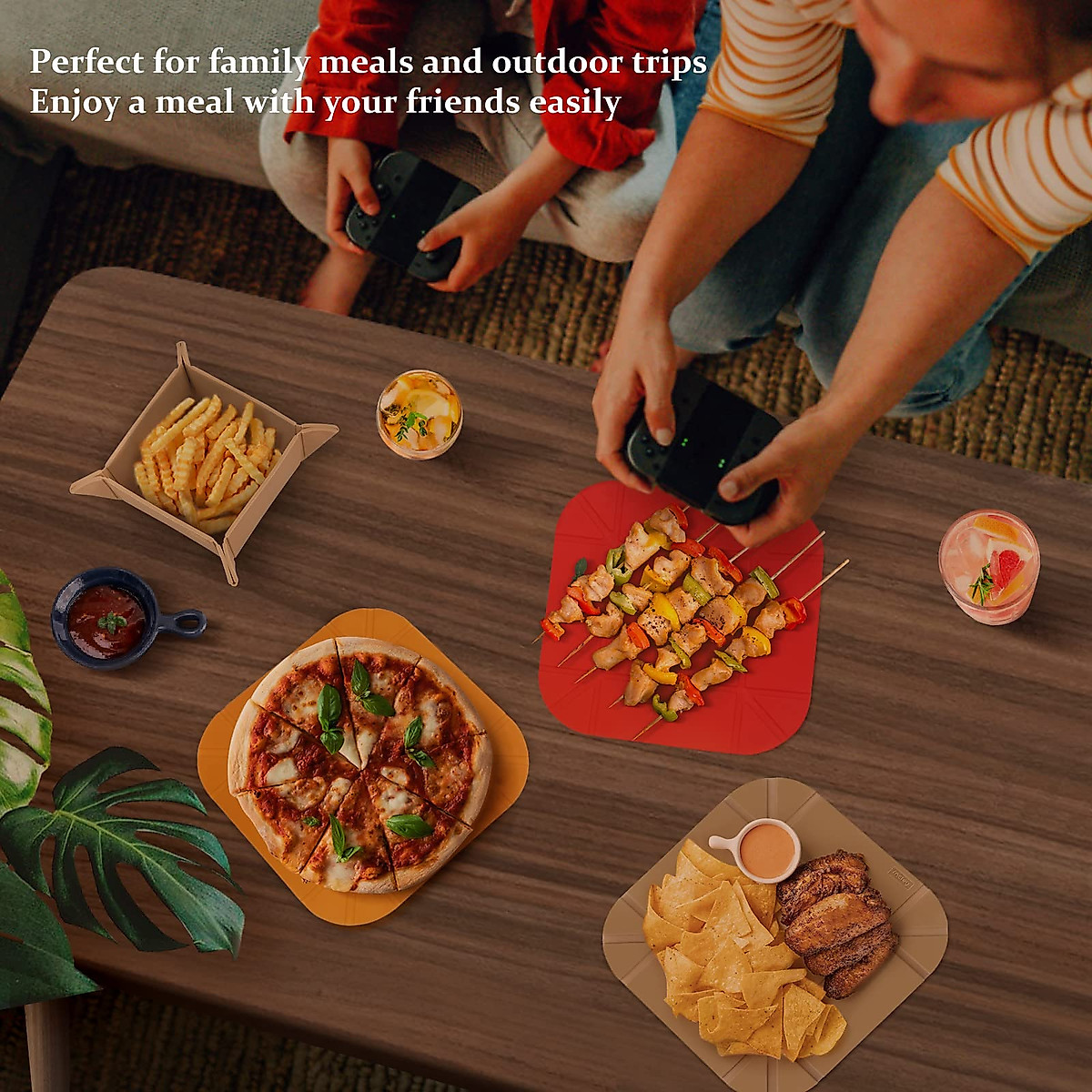 incley Folding Dinner Plates, From 2D to 3D in 1 Sec, Reusable Food Storage Container, Collapsible Silicone Bowl for Parties, Dining, Hiking, Camping, Storage, Creative Gift - 1 Piece Brown