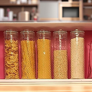 Yesland 2 Pcs 60 Oz Glass Food Storage Jar Canister with Airtight Seal Lid - Large Noodle Holder/Spaghetti Storage Container - Cereal Containers for Kitchen Canning, Pasta, Sugar, Beans and Spice