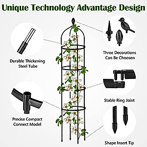 Garden Obelisk Trellis for Climbing Plants Outdoor 6 Ft Rose Bush Round Trellis for Pots Rustproof Metal Plant Flower Trellises for Clematis Vine Jasmine Support Outdoor Indoor